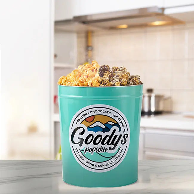 2-Flavor Popcorn Tin I Goody's Gourmet Popcorn – GoodysofBend.com